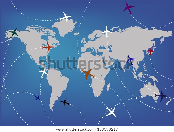 Airplanes Map Stock Illustration 139393217
