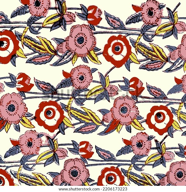 Ajrakh Pattern Block Print Pattern Batik Stock Illustration 2206173223 ...