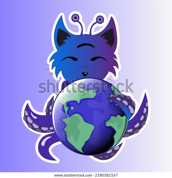 Alien Cute Fox Stickers Illustrations Stock Illustration 2180582167 ...