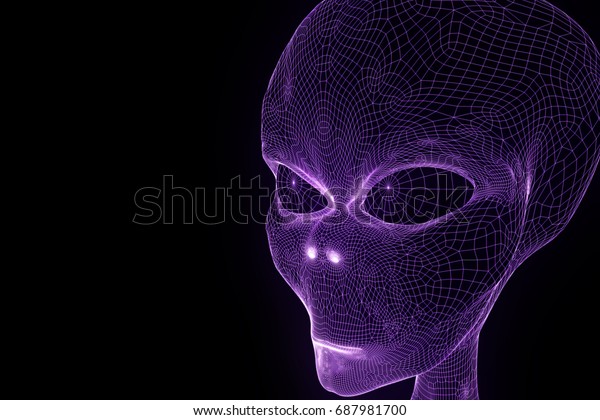 Alien Hologram Wireframe Style Nice 3d Stock Illustration 687981700 ...