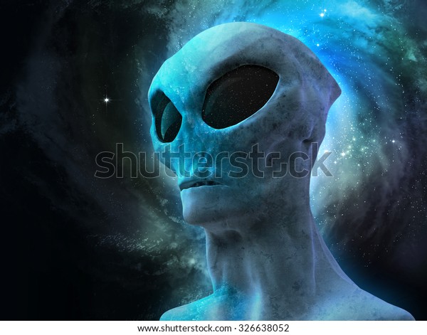 Alien Over Galaxy Background Stock Illustration 326638052 | Shutterstock