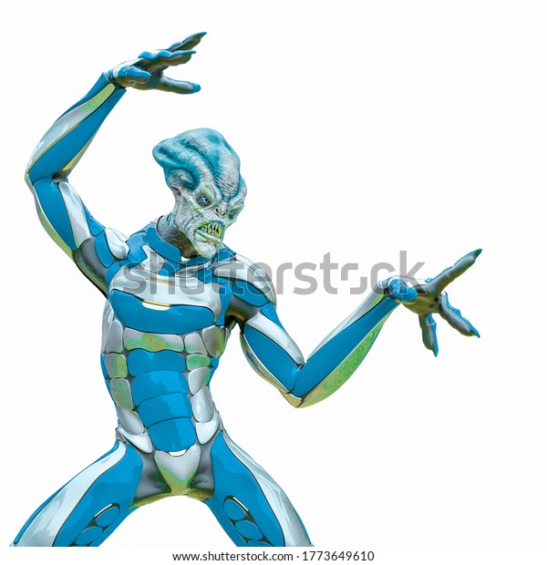Alien Warrior Doing Kung Fu Pose Stock Illustration 1773649610 ...