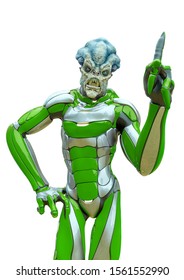 Watercolor Green Alien Dumbbell Showing Muscle Stock Illustration ...