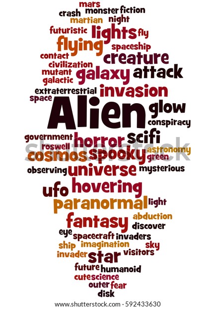 Alien Word Cloud Concept On White Stock Illustration 592433630