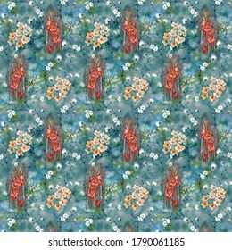 All Over Flower Pattern Digital Print Stock Illustration 1790061185 ...