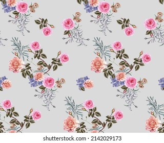 All Over Flower Pattern Digital Print Stock Illustration 2142029173 ...