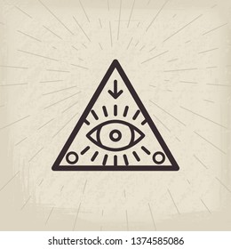 Vektor Stok All Seeing Eye Inside Triangle Pyramid (Tanpa Royalti ...