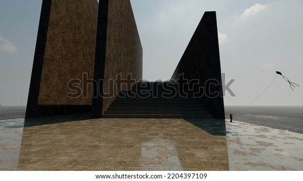 Alone Empty Space Liminal Space 3d Stock Illustration 2204397109 ...