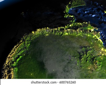 Amazon Rainforest On 3d Model Earth Stock Illustration 600765260