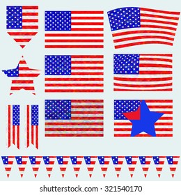 American Flag Different Types Flag Transformation: vector de stock ...