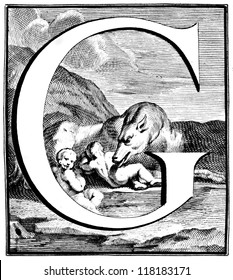 Ancient Drop Cap Stock Illustration 118183171