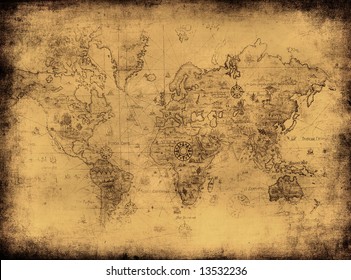 Ancient Map World Stock Illustration 13532236 | Shutterstock
