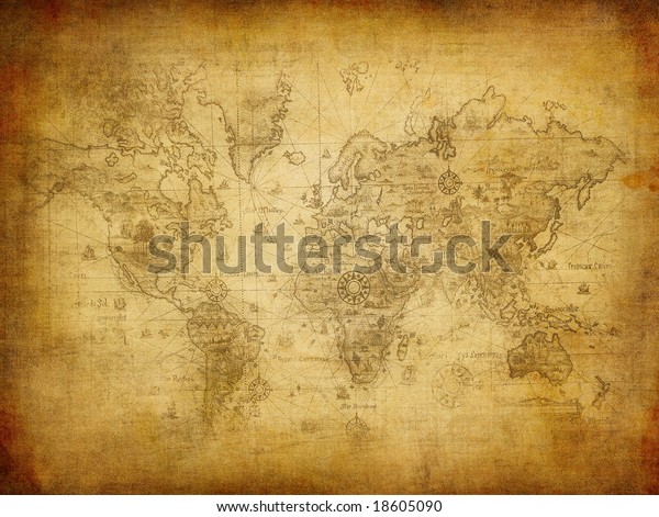 Ancient Map World Stock Illustration 18605090