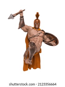 Ancient Warrior Doing Jump Attack Front Stock Illustration 2123356664 ...