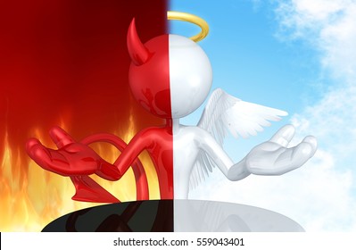 Angel Devil Character Split 3d Illustration Stock Illustration 559043371
