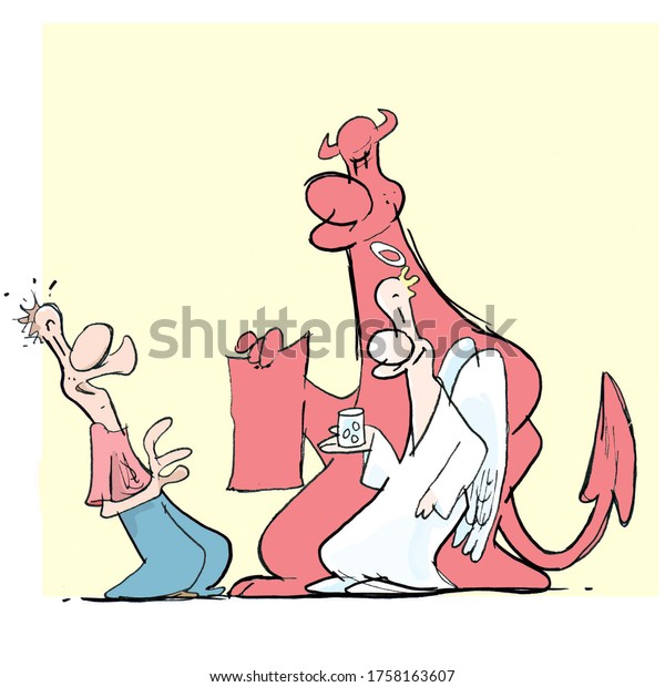 Angel Devil Talking Man Stock Illustration 1758163607 | Shutterstock