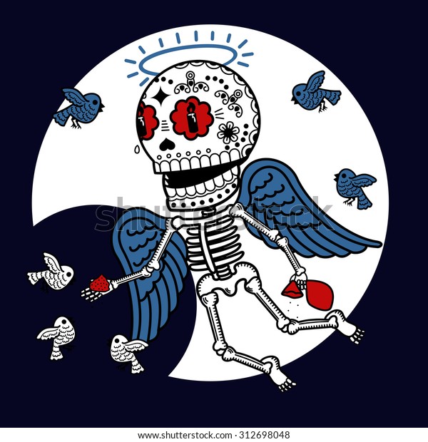 Angel Skeleton Floating Clouds On Their Stock Illustration 312698048 ...