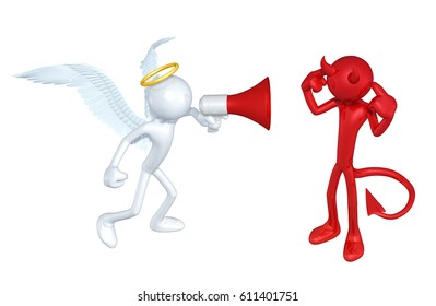 Angel Yelling Devil Original 3d Characters Stock Illustration 611401751 ...
