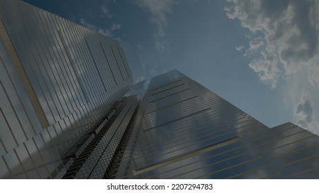 Angle Skyscraper Corner Reflection Blue Sky Stock Illustration ...