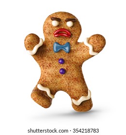 Angry Attacking Gingerbread Man 3d Render Stock Illustration 354218783