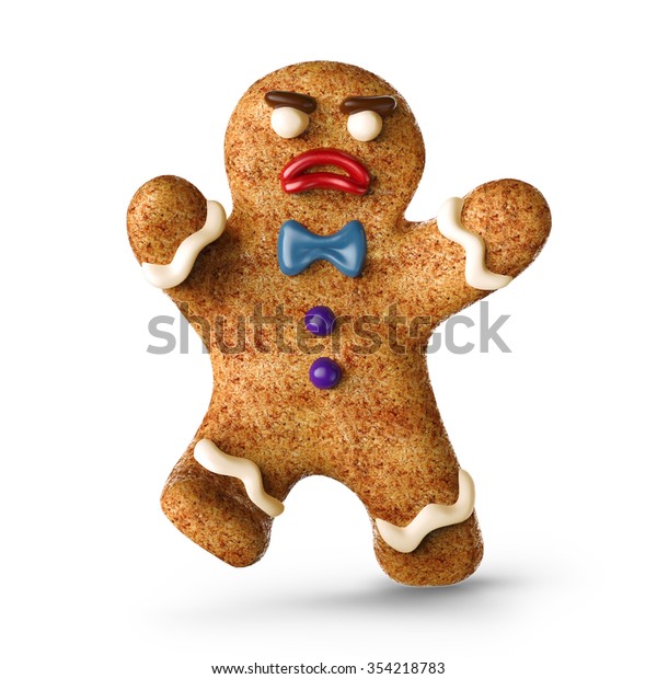 Angry Attacking Gingerbread Man 3d Render Stock Illustration 354218783