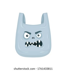 Angry Evil Plastic Bag Flat Cartoon Stock Illustration 1761433811 ...