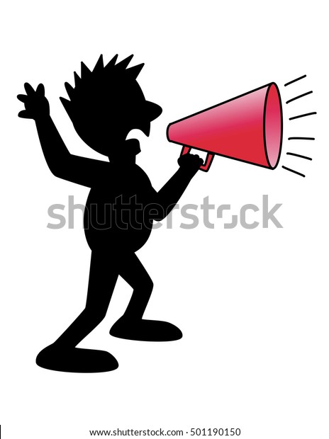 Angry Shadow Man Shouting Through Megaphone Stock Illustration 501190150