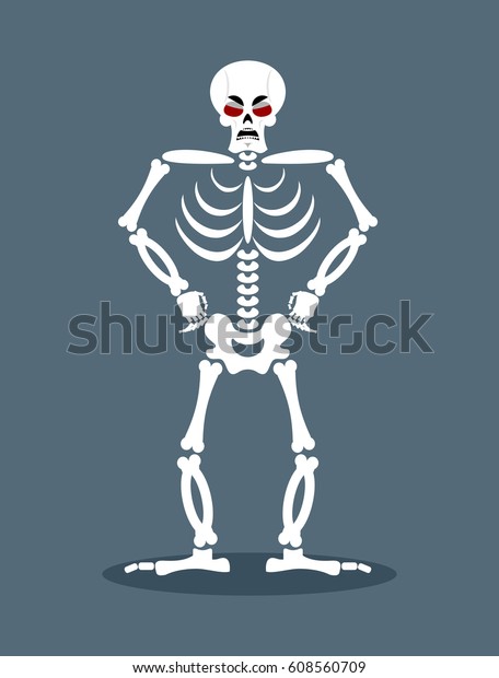 Angry Skeleton Aggressive Dead Evil Skull Stock Illustration 608560709