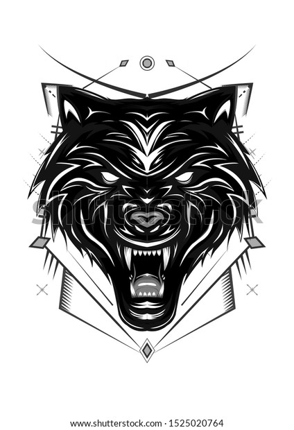 Angry Wolves Face Head Wolf Illustration Stock Illustration 1525020764 ...