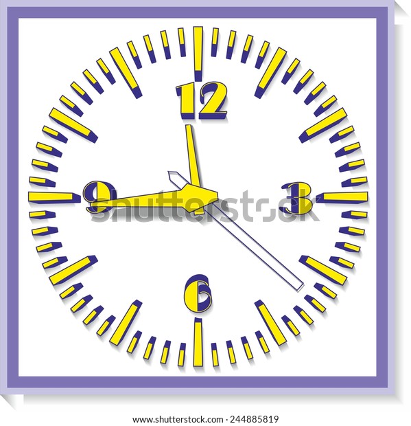 Angular Modern Clock On Glass Plate Stock Illustration 244885819 ...
