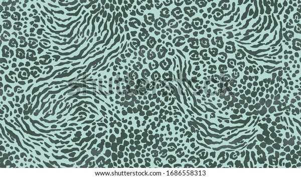 Animal Mixed Texture Seamless Pattern Leopard Stock Illustration ...