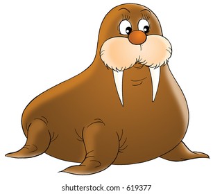 Brown Walrus Two Long Bloody Tusks: vector de stock (libre de regalías ...