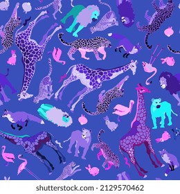 Animals Seamless Pattern Square Design Fabric Stock Illustration ...