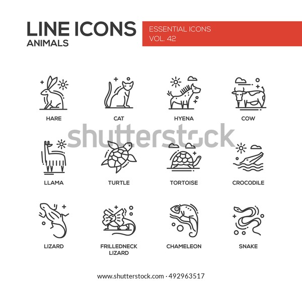 Animals Set Modern Plain Line Design Stock Illustration 492963517