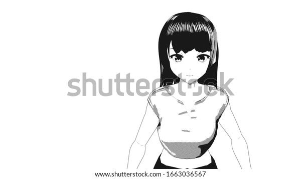 Anime Girl Cartoon Character Japanese Girl 库存插图 1663036567 Shutterstock