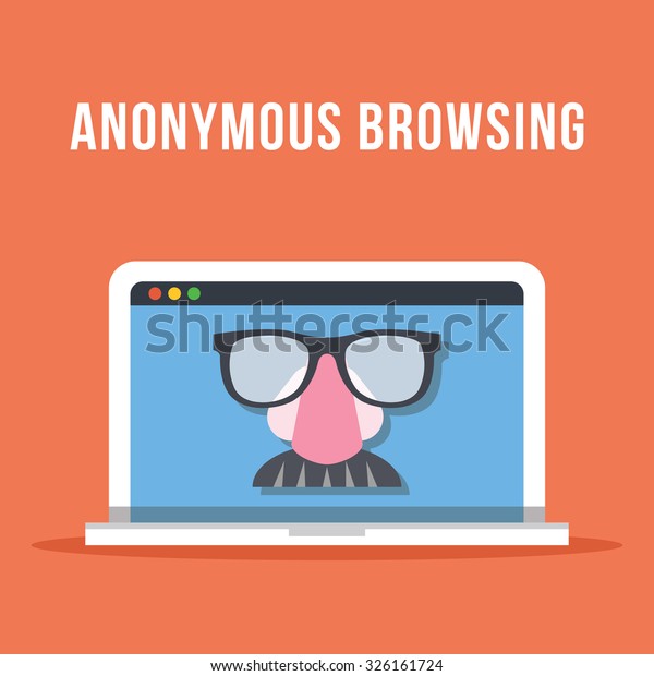 Anonymous Browsing Flat Illustration Concept Laptop Stock Illustration ...