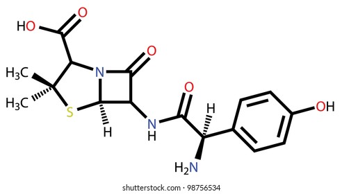 Antibiotic Amoxicillin Structural Formula: vector de stock (libre de ...