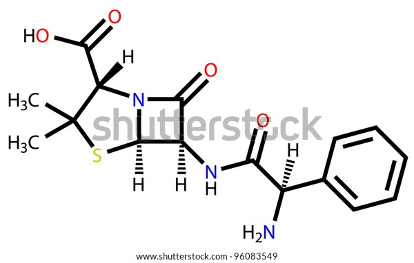 Antibiotic Ampicillin Structural Formula On White Stock Illustration ...