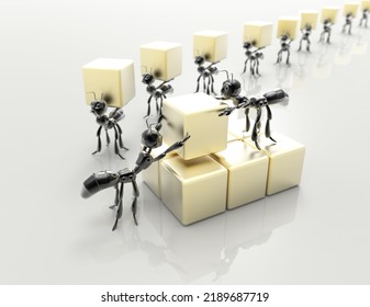 Ants Team Workconcept 3d Render Stock Illustration 2189687719 ...
