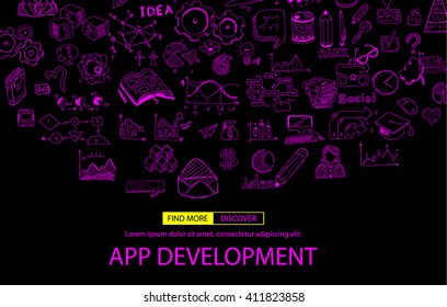 App Development Infpgraphic Concept Background Doodle Stock ...