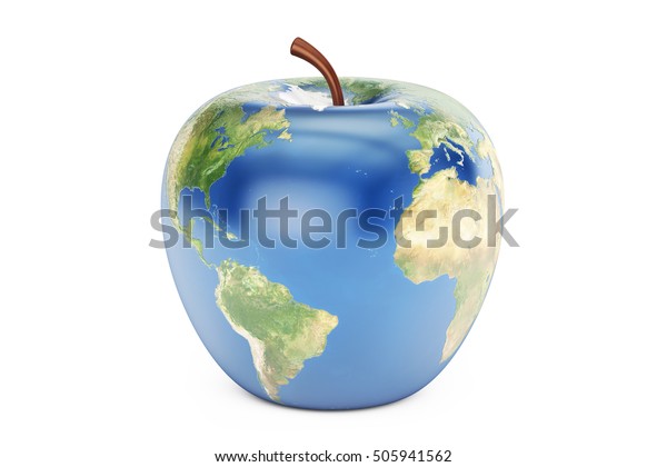 Apple Earth 3d Rendering Isolated On Stock Illustration 505941562
