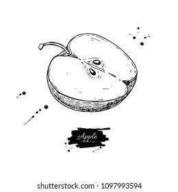 Apple Slice Drawing Hand Drawn Isolated: ภาพประกอบสต็อก 1097993594 ...