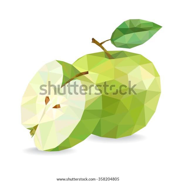 Apple Slice Low Poly Illustration Isolated: ilustración de stock ...