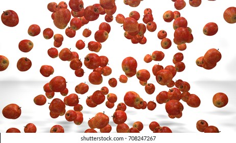 Apples Falling Down On White Background Stock Illustration 708247267 ...