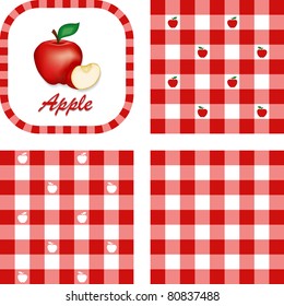 Apples Gingham Seamless Patterns Three Check Stock Illustration ...