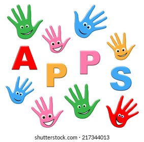 Apps Kids Indicating Application Software Internet 스톡 일러스트 217344013 ...
