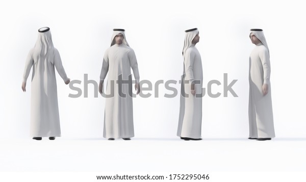 Arab Man Front Back Sides Render Stock Illustration 1752295046 ...