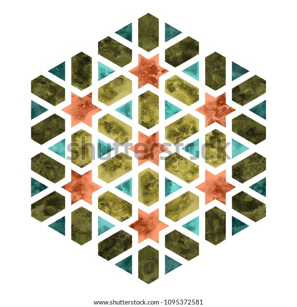 Arabesque Watercolour Tile Element Hexagonal Geometry Stock ...