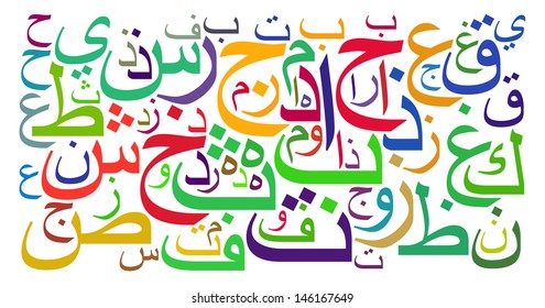 Arabic Alphabet Text Cloud Square Shape Stock Illustration 146167649 ...