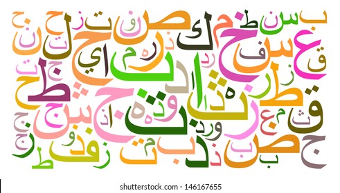 Arabic Alphabet Text Cloud Square Shape: ilustración de stock 146167655